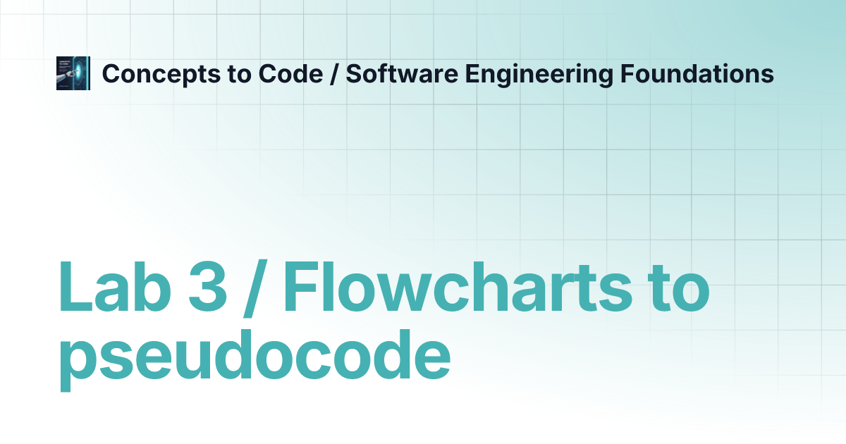 Lab 3 / Flowcharts to pseudocode | Concepts to Code / Software Engineering Foundations