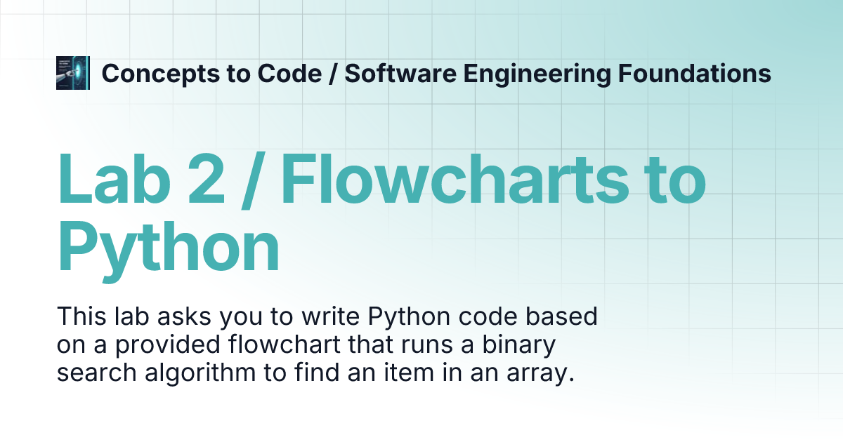 Lab 2 Flowcharts To Python Concepts To Code Software Engineering 3663